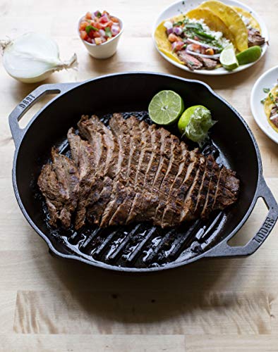 Lodge 12" Cast Iron Dual Handle Grill Pan, Black
