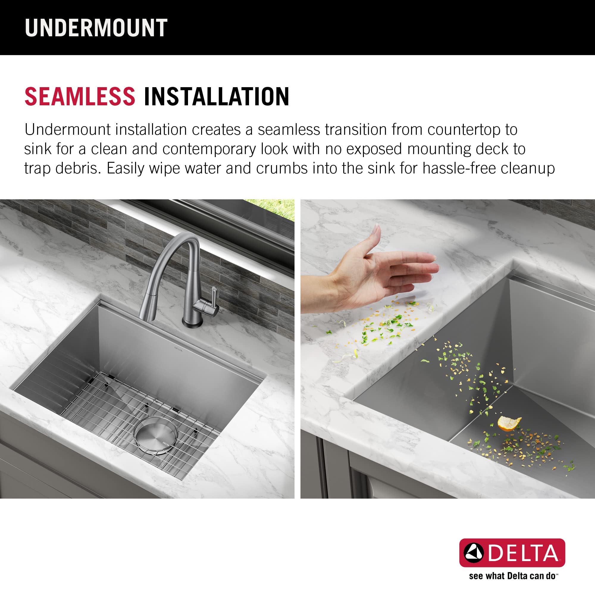 DELTA FAUCET Rivet 24-inch Workstation Laundry Utility Kitchen Sink Undermount 16 Gauge Stainless Steel Single Bowl with WorkFlow Ledge and a Kit of 5 Accessories, 95B9031-24SL-SS
