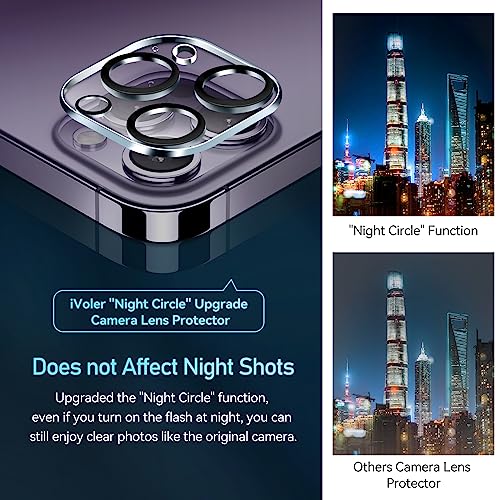 ivoler [4 Pack] Camera Lens Protector for iPhone 14 Pro Max /14 Pro Camera Screen Protector Tempered Glass[Case Friendly][New Version],Scratch-Resistant,Easy Installation,Clear+Black Circle