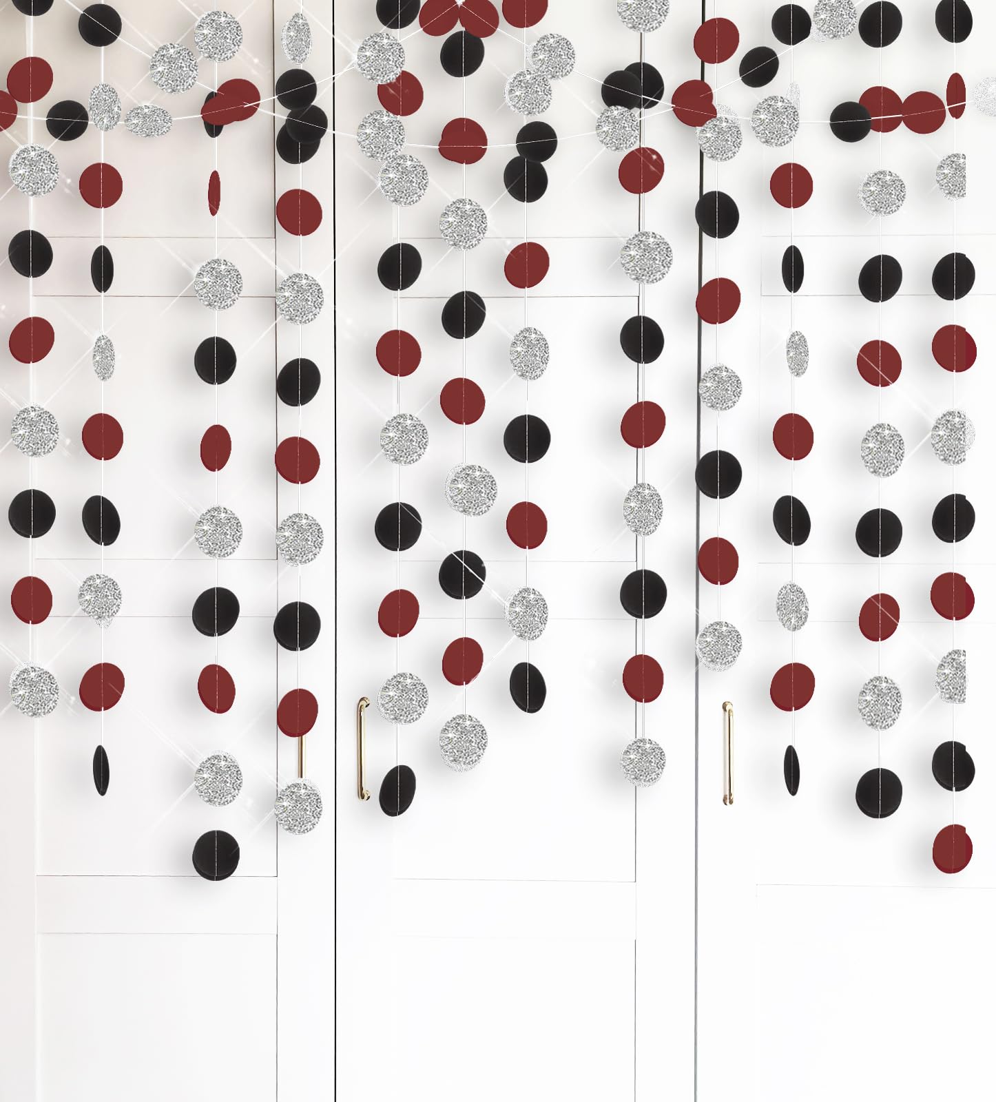 Graduation Decorations Maroon Black 2024/Maroon Black Birthday Party Decorations Bridal Shower Wedding/Burgundy Black Graduation Party Decorations/Burgundy Black Circle Paper Garlands 2pcs