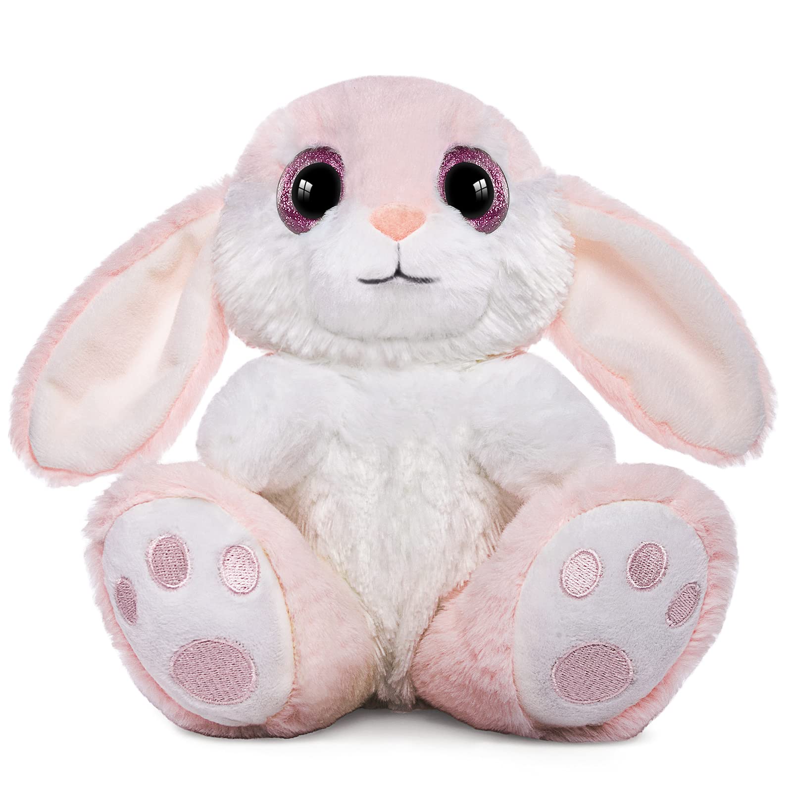 Nleio Bunny Stuffed Animal, 8.5" Plush Bunny Rabbit Stuffed Animals with Floppy Ears, Cuddly Soft Plush Toys Huggable & Washable, Easter Birthday Gift for Babies Toddlers Kids Boys Girls (Pink)