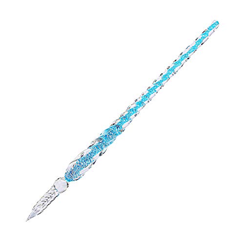 molshine Handmade Glass Dip Pen Crystal Calligraphy Pen Signature Dipped Pen for Artist Women Men Teens,Writing Drawing Decoration Gifts (blue)