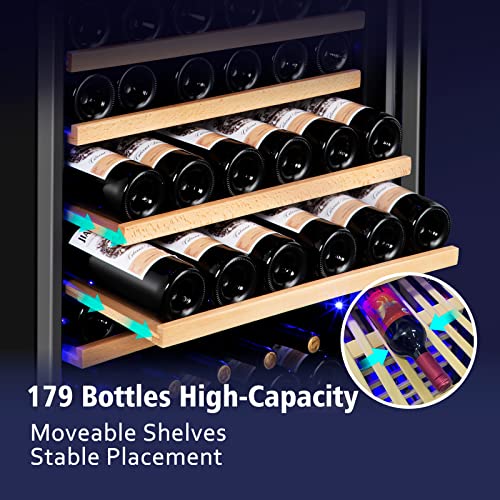 Wine Cooler Refrigerator, Velieta 179 Bottles Professional Wine Cellars with Powerful Compressor,Quiet Operation and Elegant Design for The Wine Enthusiast, silver, 23.5inchesĂ27.2inchesx62.9inches