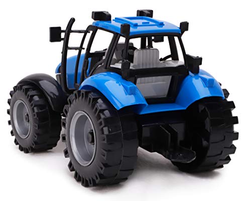 Toyland® Friction Powered Farm Tractor with Trailer - Childrens Farm Toys (Blue Tractor & Trailer)