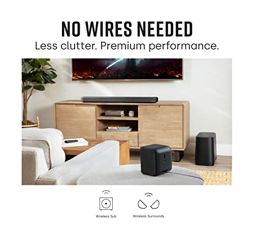 Polk True Surround III 5.1 Channel Wireless Surround Sound System, Includes Sound Bar, L & R Rear Surrounds and 7'' Subwoofer, Dolby Digital Decoding, Built-in Bluetooth, Easy Setup, Black