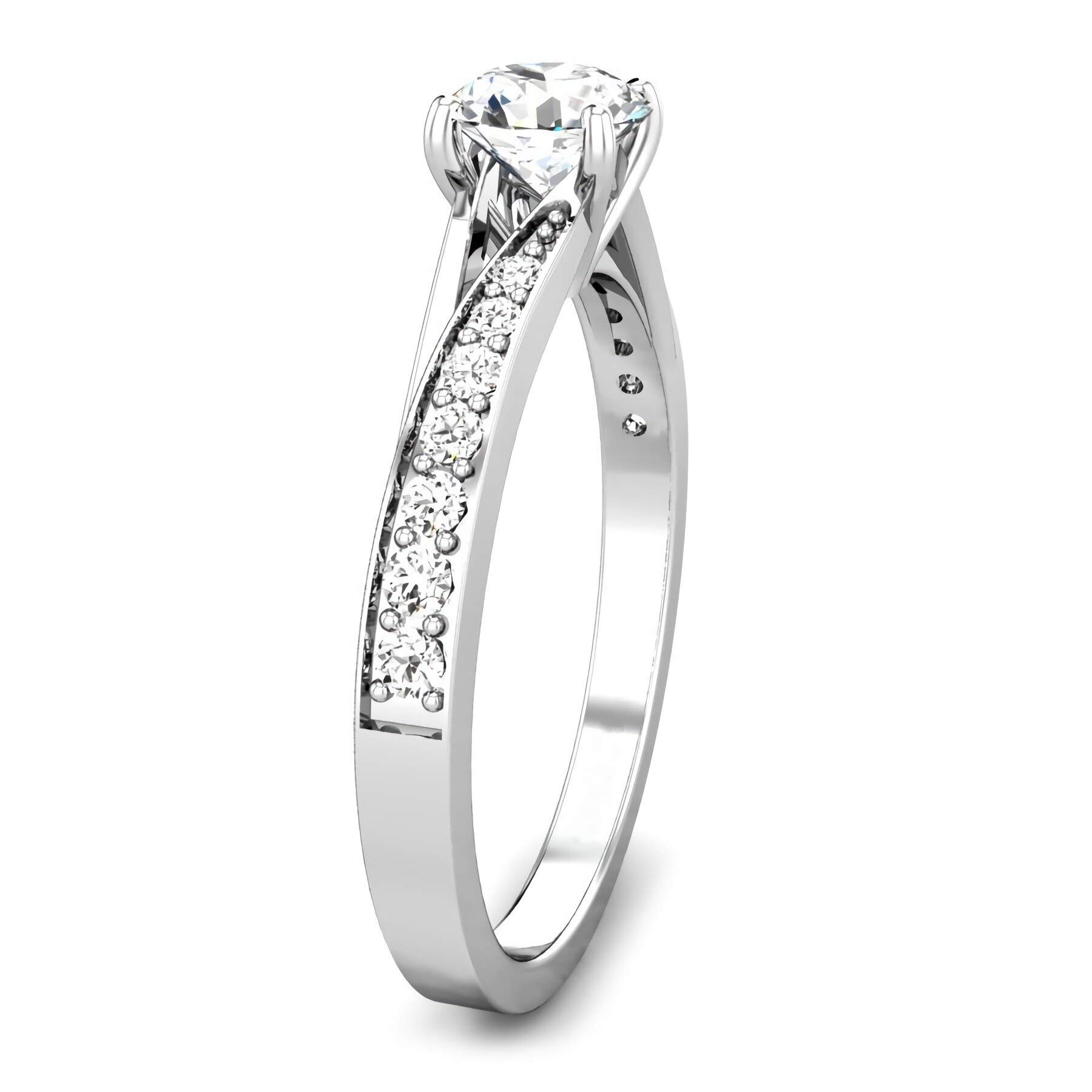 Blocaci Engagement Ring 1 CT Center Round Cut Moissanite Engagement Rings for Women 10k White Gold Free Engraving