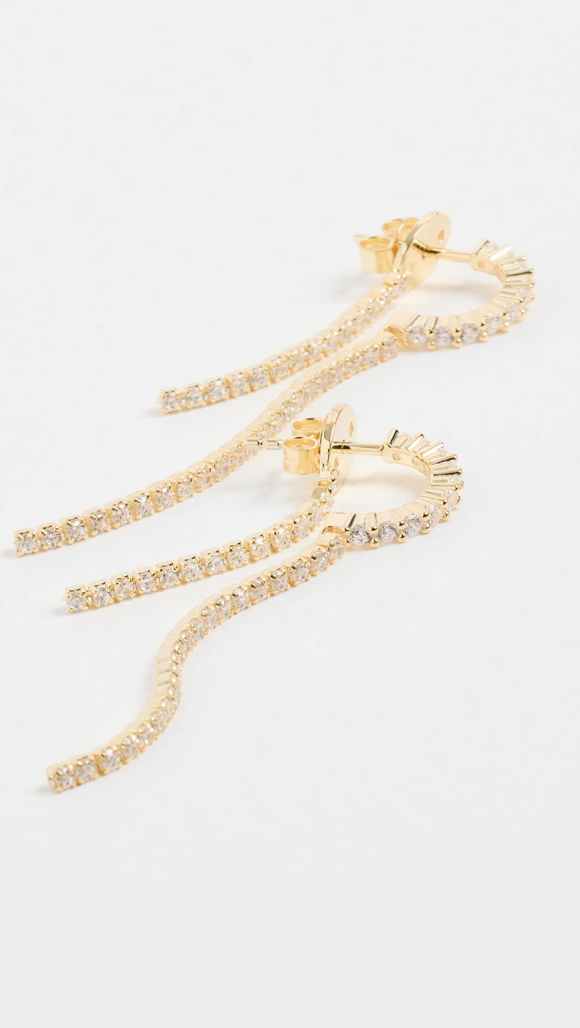 By Adina Eden Women's Thin Tennis Front Back Drop Stud Earrings, Gold, One Size