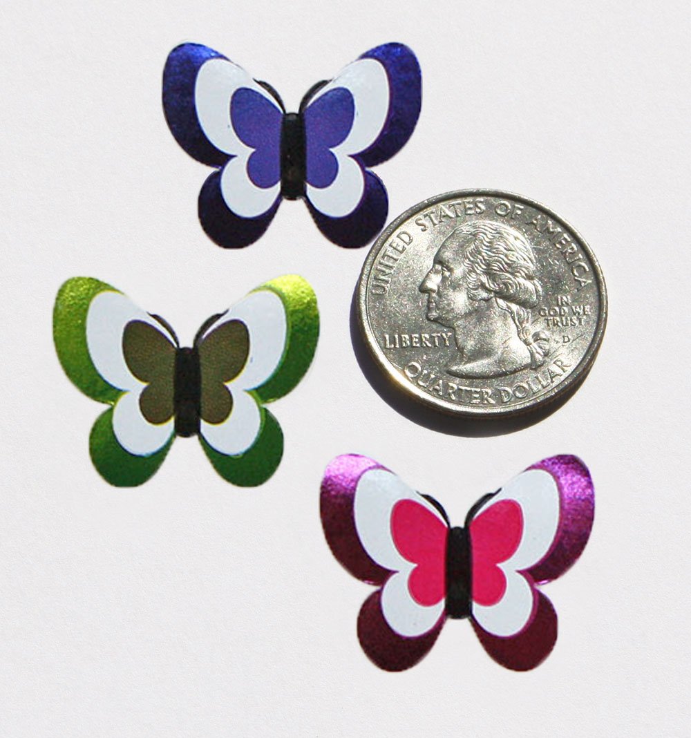 Royal Green Metallic Butterflies Stickers for Kids, Scrapbooking Sticker for Arts and Crafts - Permanent Adhesive - 120 Pack