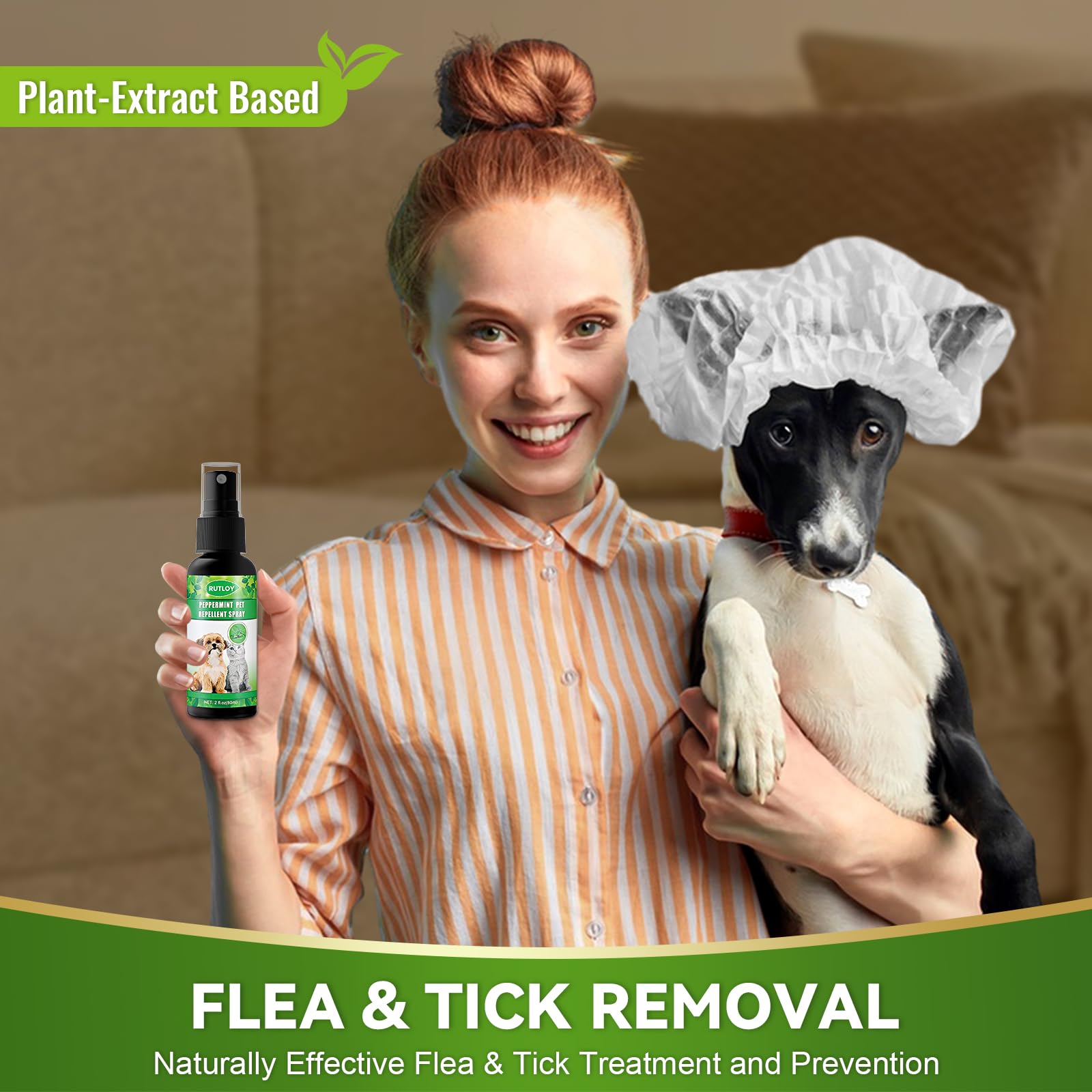Flea and Mite Home Spray for Cats and Dogs, Essential flea and mite Treatment, Protects Your Home from Fleas and eliminates pet odours, Botanical Formula, for Indoor and Outdoor use (2oz)