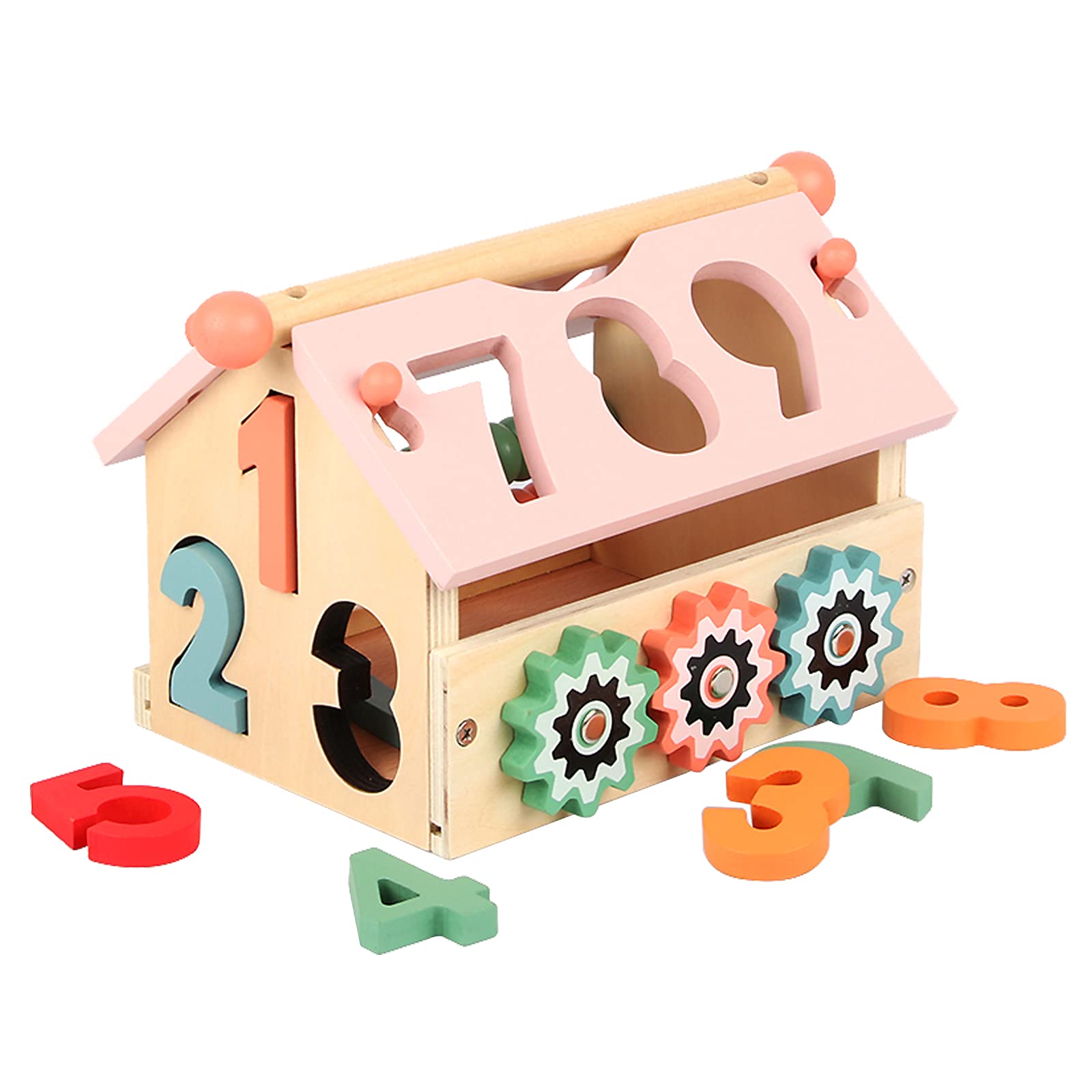 Wooden Toys for 1 Year Old Boys and Girls, Montessori Toys Sorting & Counting Blocks Game Activities Cubes Math Developmental Gifts for Fine Motor Skill