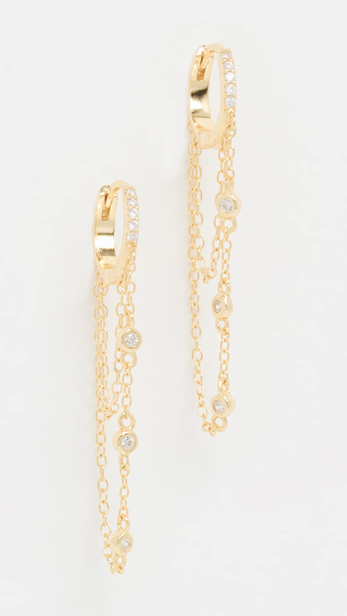 By Adina Eden Women's Pave Bezel Chain Huggie Earrings, Gold, One Size