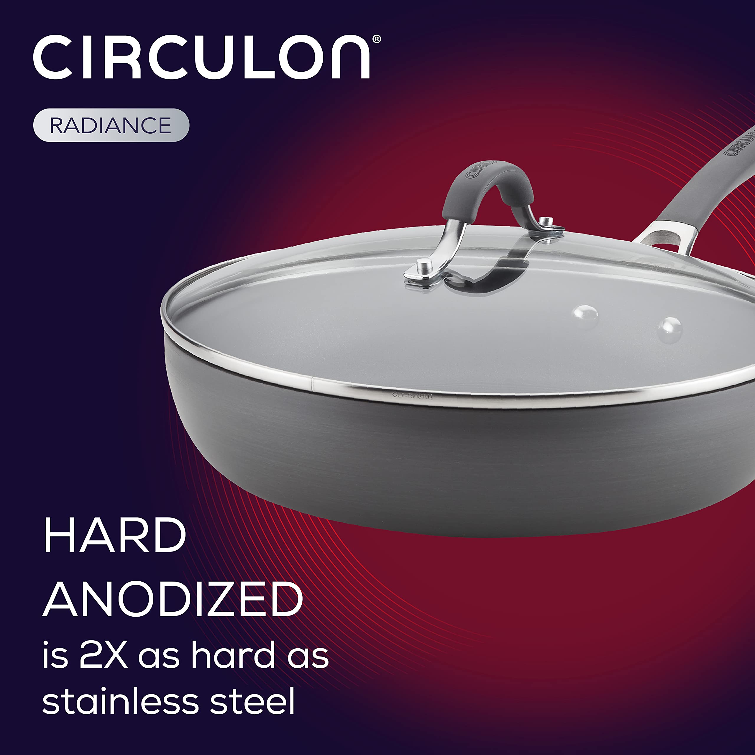 Circulon Radiance Deep Hard Anodized Nonstick Frying Pan - 12 Inch, Gray & 83906 Radiance Hard Anodized Nonstick Frying Pan with Helper Handle - 14 Inch, Gray