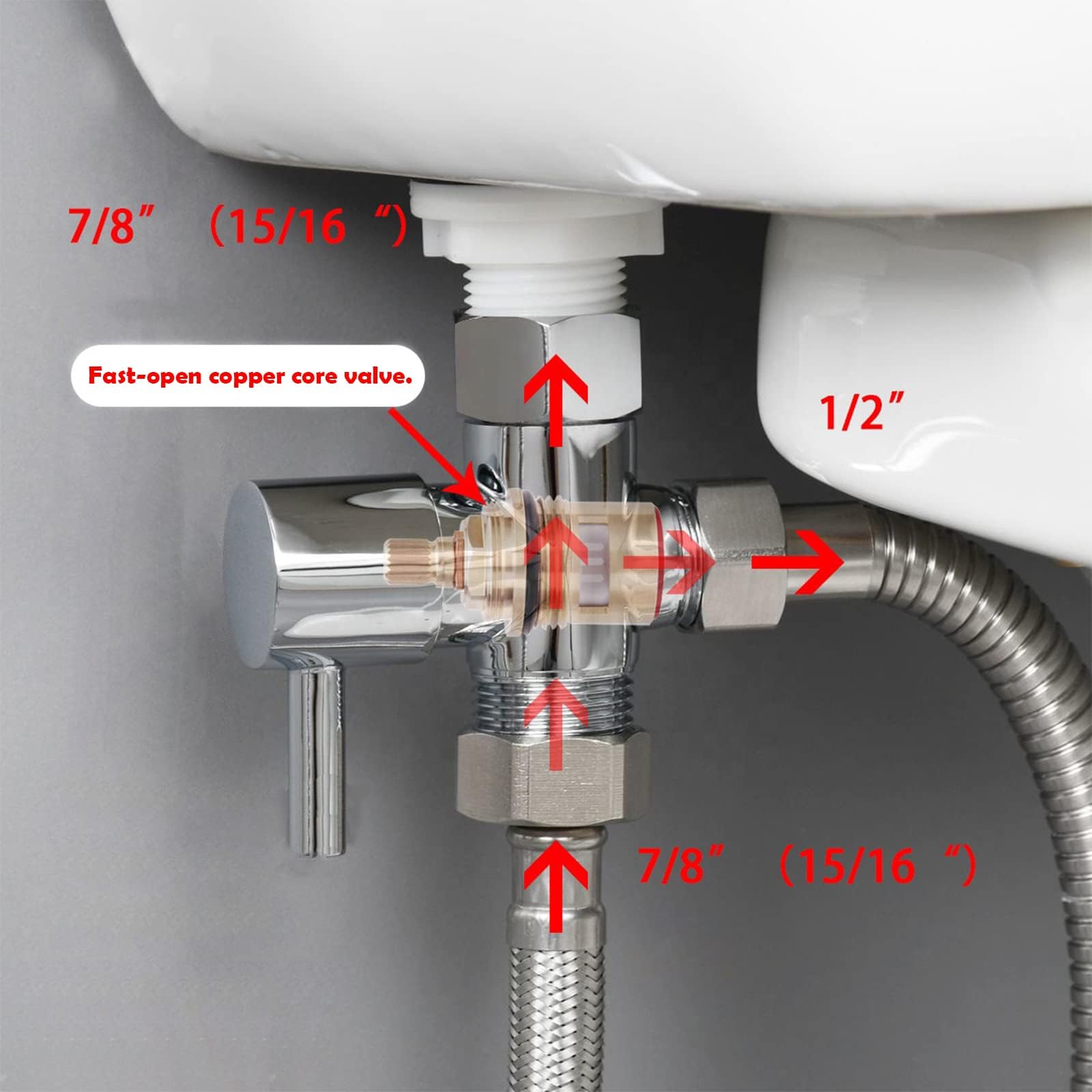 Handheld Bidet Sprayer Kit-Stainless Steel Douche Muslim Shower Spray with Hose Bidet Holder Valve for Toilet Cleaning, Pet Bath, Personal Hygiene (Includes T-Adapter)