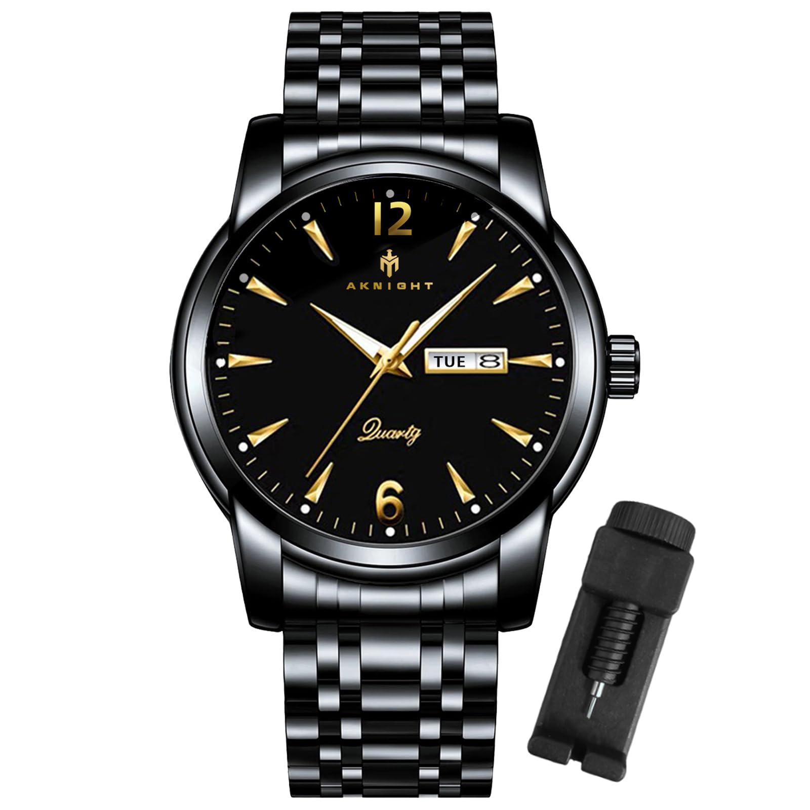 BY BENYAR AKNIGHT Watches for Men Quartz Movement WatchďźWaterproof Luminous Men's Watch, Stainless Steel Strap Business Watches