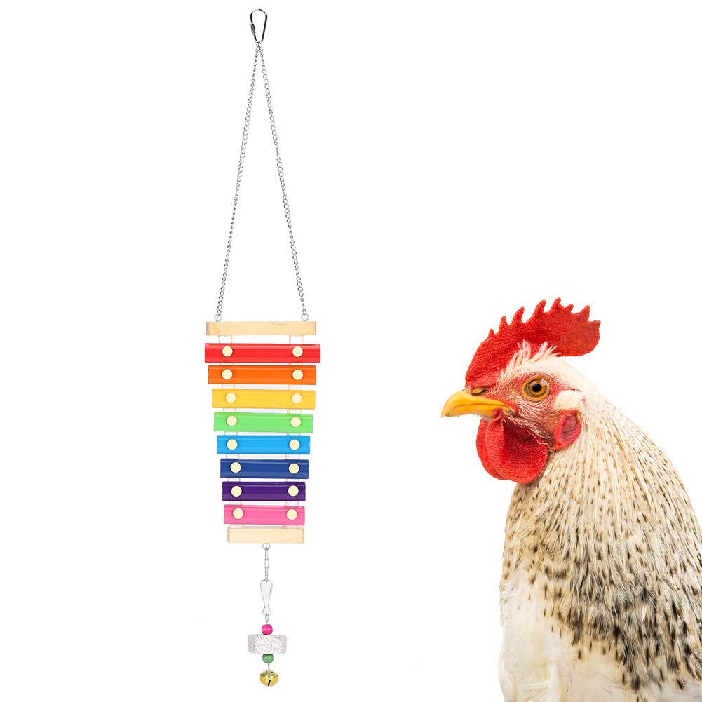 Wooden Xylophone, Hen Suspended Xylophone, A Beautiful Sound Bright Colors Crisp Sound for Chickens Parrots Lawn Yards