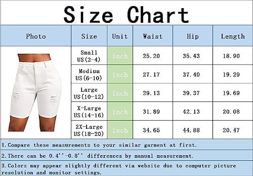 Jdkmera Women's Ripped Denim Shorts High Waisted Folded Hem Summer Casual Stretchy Short Jeans