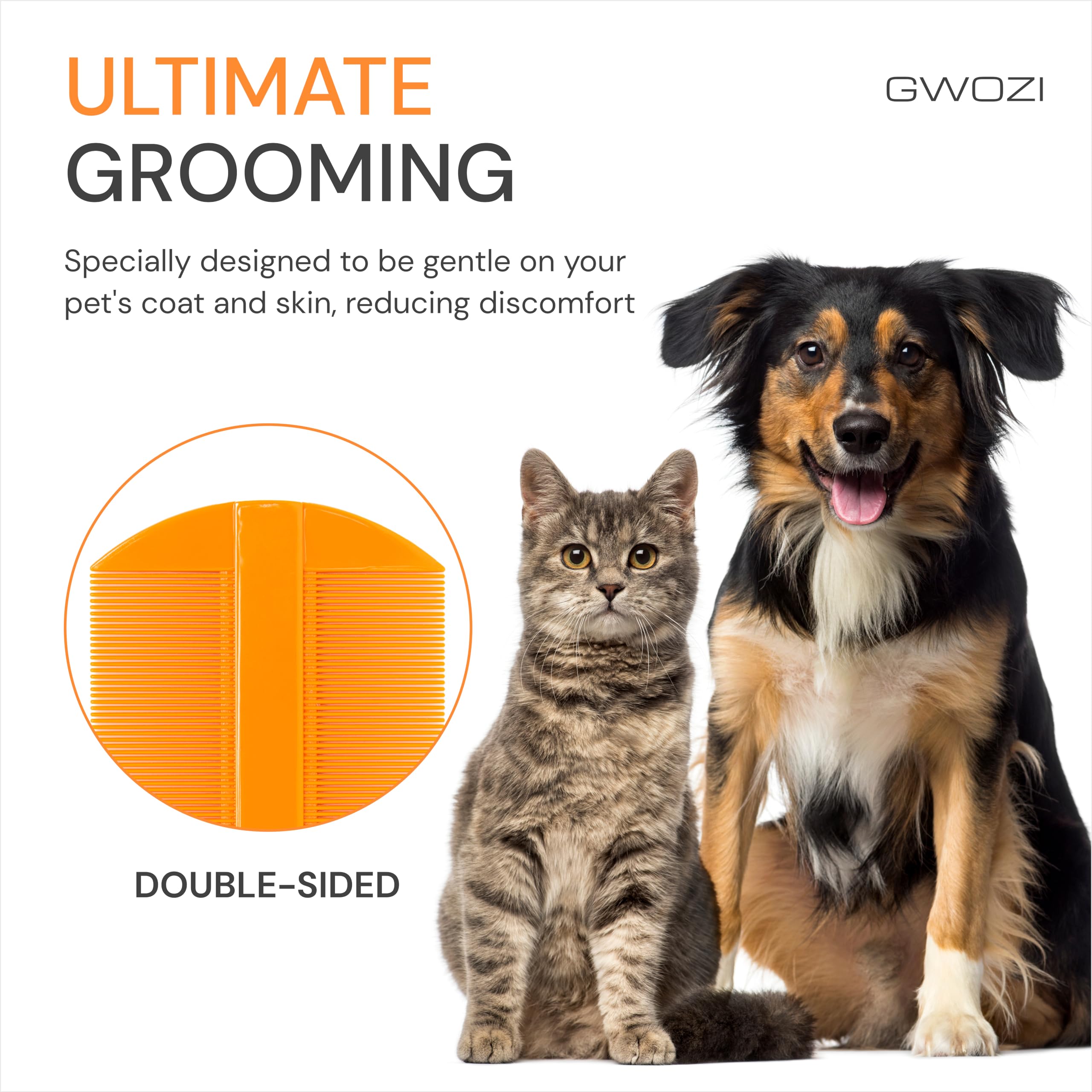 Flea Comb for Cats & Dogs - Double Sided Dandruff Comb - Fine Tooth Comb - Plastic Dog/Cat Flea Comb for Grooming - Flea Brush for Dogs and Cats, Puppy, Kitten