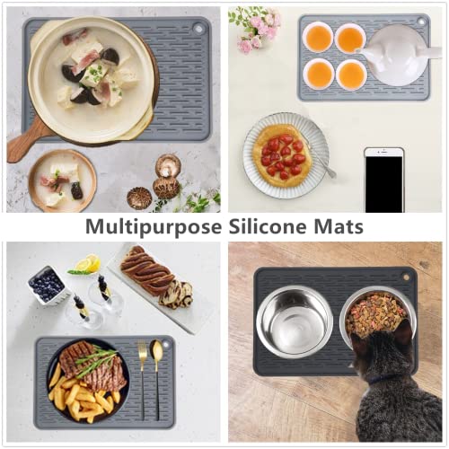 IYYI Dish Drying Mat for Kitchen Counter, Silicone Dish Drainer Mat, Multiple Usages Draining Mat, Heat Resistant Dish Mat, Dishwasher Safe(Light Gray,S)