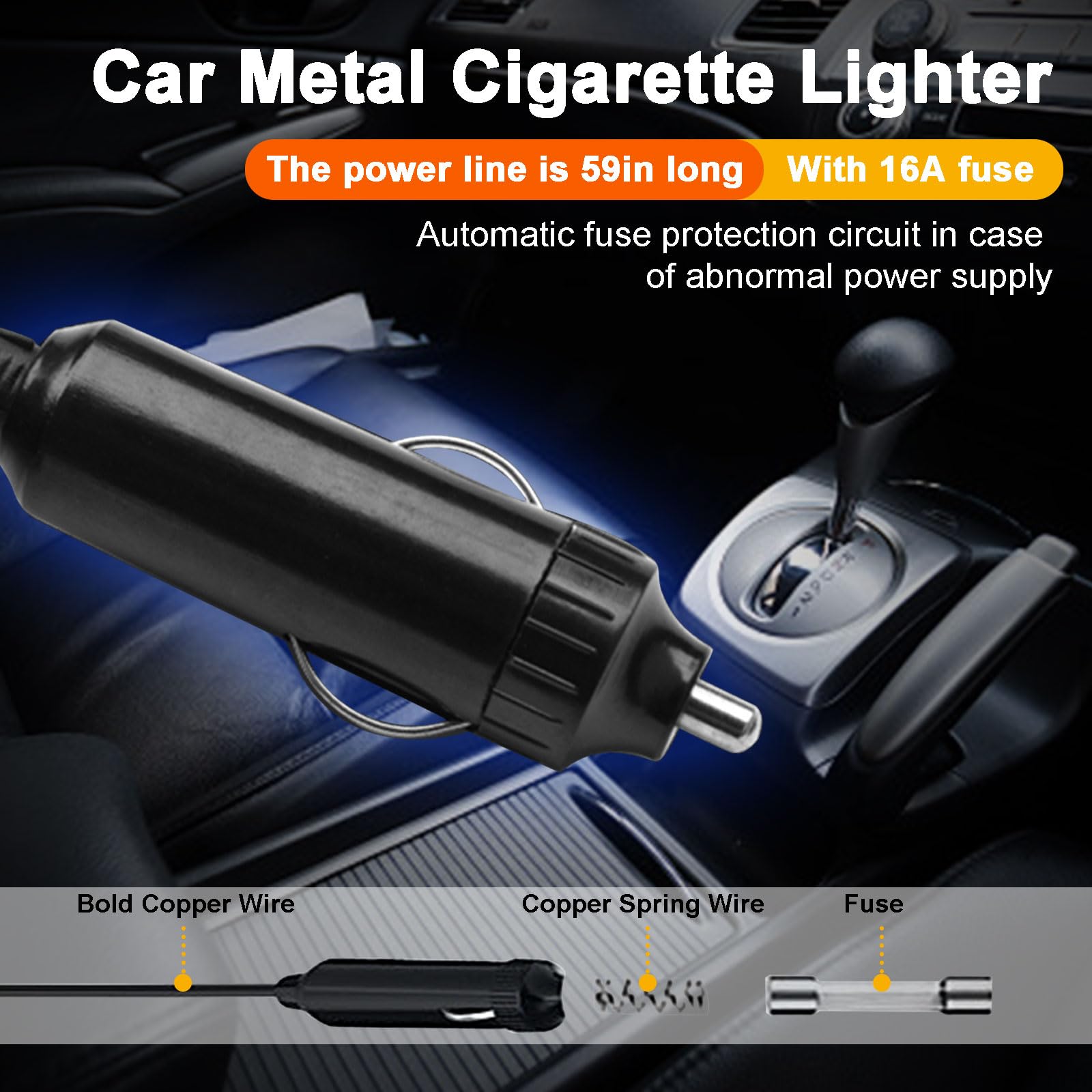 Car Heater, 12V 120W Portable Car Heater Windshield Fast Heating Defrost Defogge 2 in 1 Heating Fan/Cooling Fan Adjustable Thermostat in Cigarette Lighter, Black