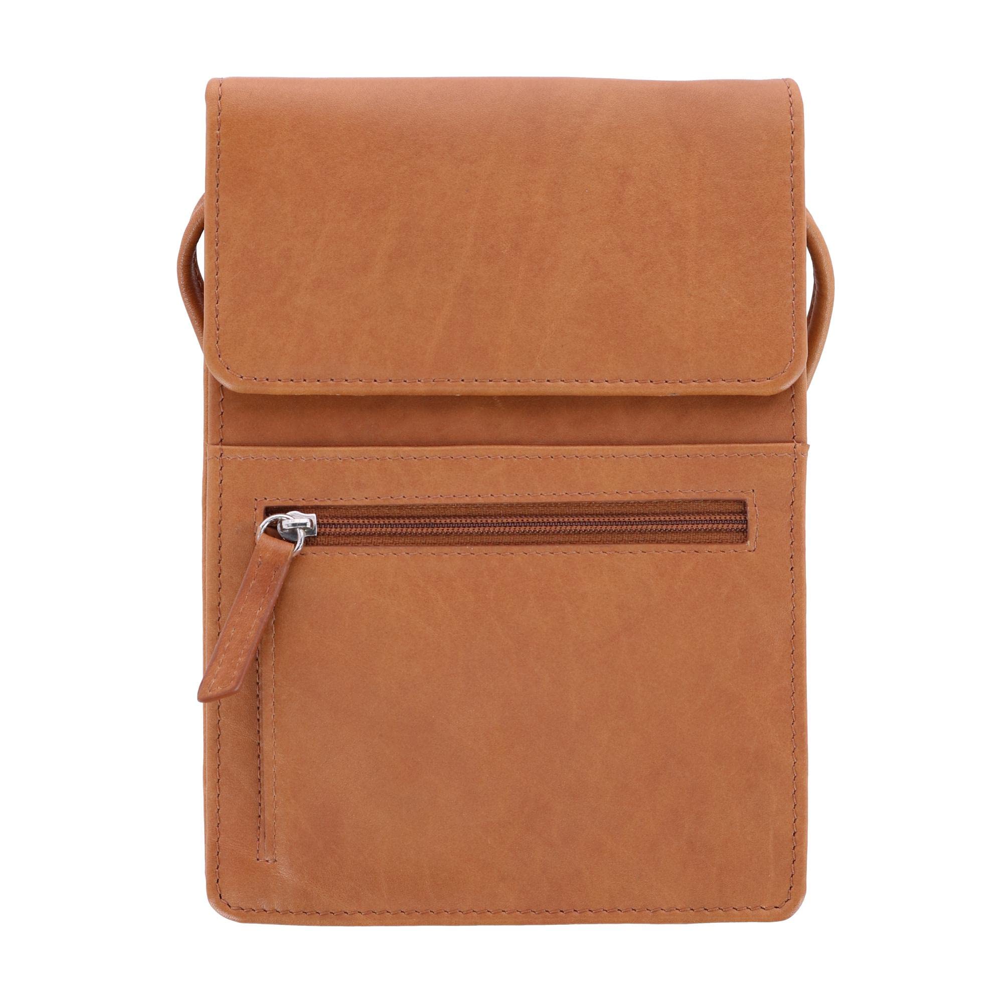 ili New York 6824 Leather Crossbody Organizer with RFID Blocking Lining (Antique Saddle)
