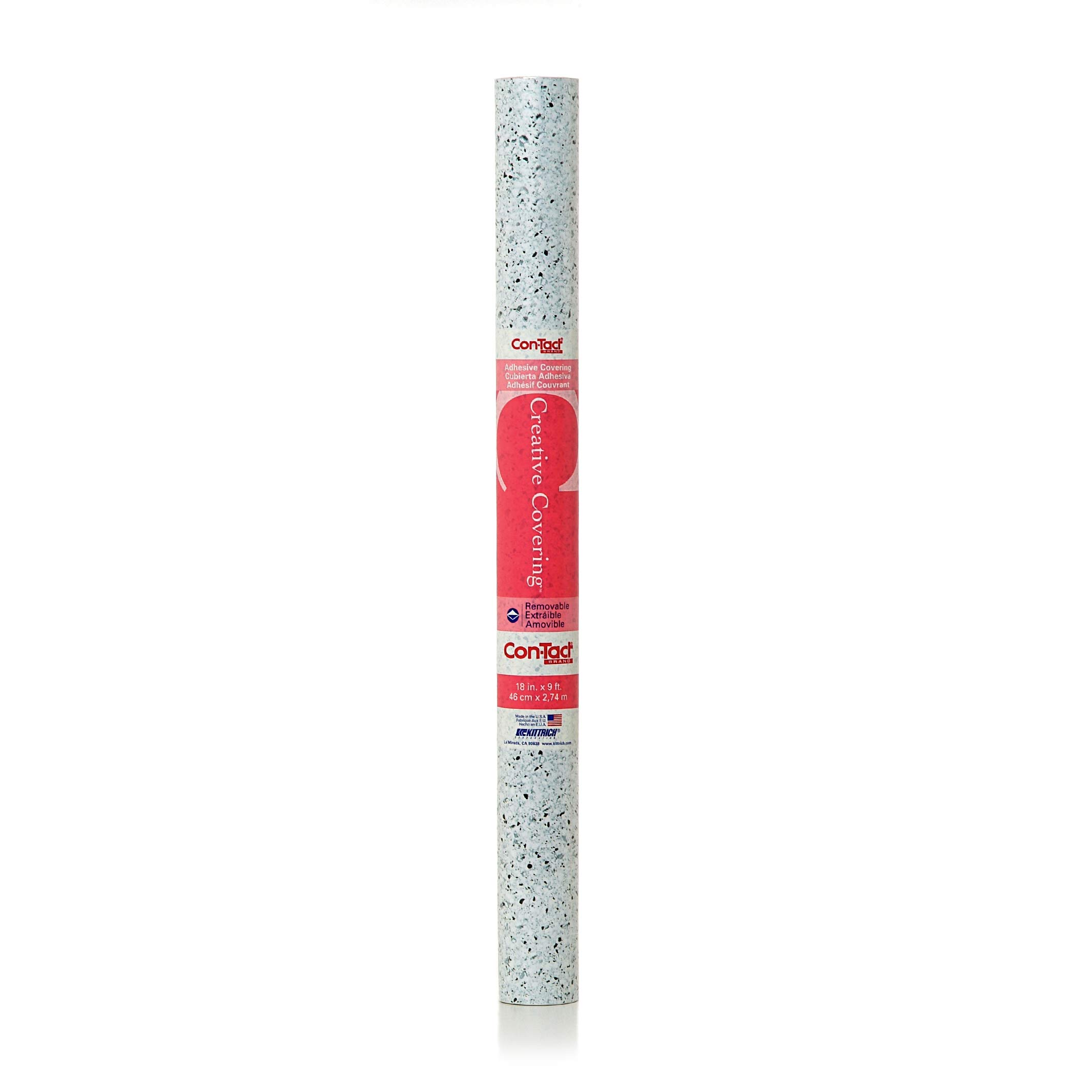 Con-Tact Brand Creative Covering, Self-Adhesive Shelf Liner, Multi-Purpose Vinyl Roll, Easy to Use and Apply, 18'' x 9', Granite Black and White