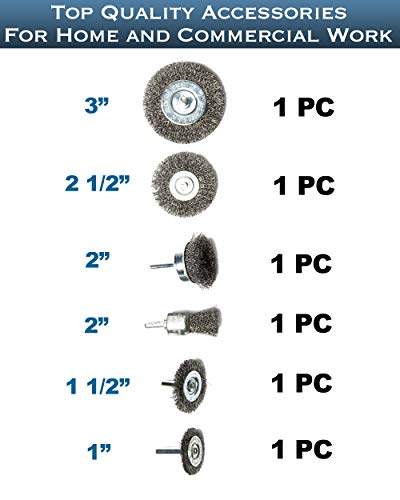 eHomeA2Z Wire Wheel Steel Brush Cup 6 Pcs for Drill 1/4 Inch Arbor (6 Pcs) Abrasive for Cleaning Stripping Rotary Metal Power Drill Paint Rust Removal, for Power Drill Attachment