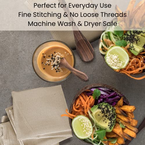 Cotton Clinic Premium Waffle Kitchen Towels 12 Pack β Soft Absorbent Quick Drying Table and Kitchen Linen - Dish Towels, Dish Cloths, Tea Towels and Cleaning Towels with Hanging Loop β 16x28 / Beige