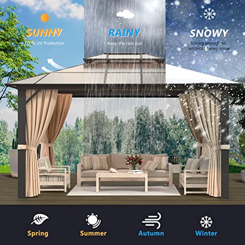 Jolydale 10X13 Hardtop Gazebo, Aluminum Frame with Double Mesh Screen, UV Protection, Suitable for Patios, Decks, Gardens, Lawns and Pools