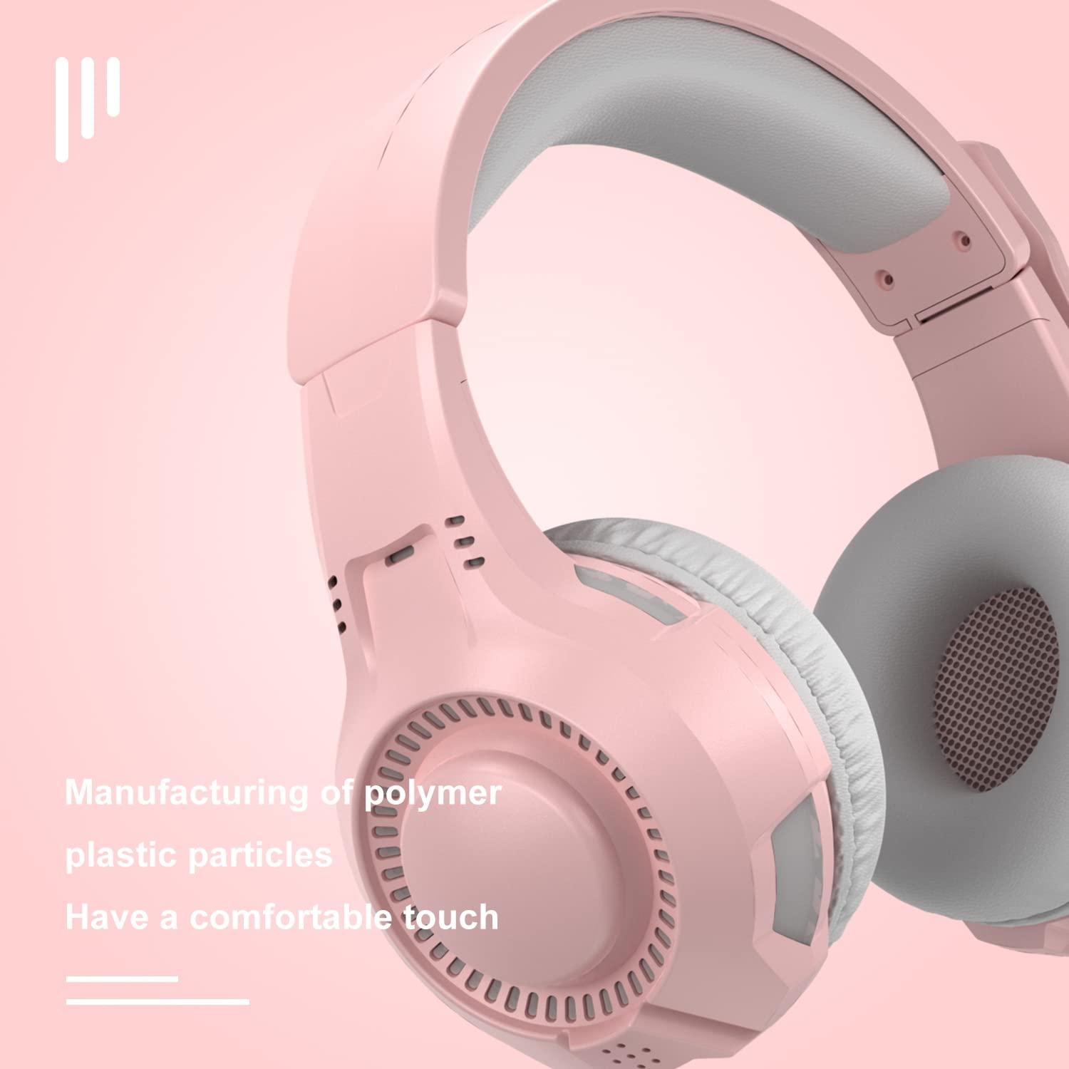 Emonoo Headphones with Microphone Surround Sound Active Noise Canceling Pink Wired Gaming Headphones - 3.5mm Audio Jack Stereo Headset for PC, PS4, PS5, Switch, Xbox One, Pink (Game/Work/School)