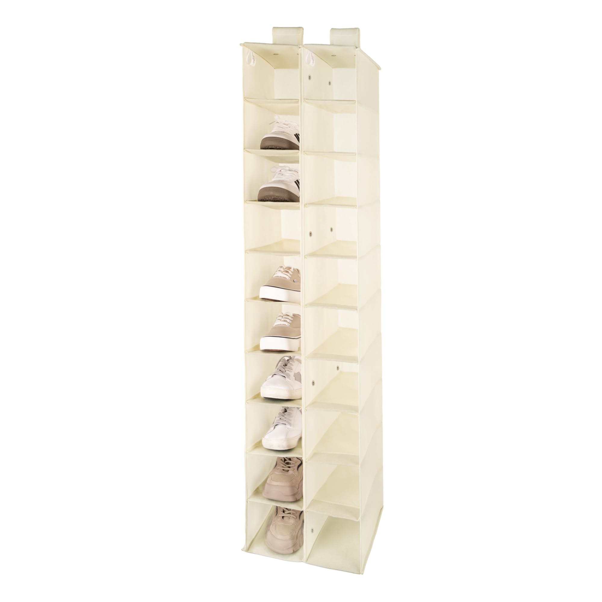 GRANNY SAYS 20 Sections Hanging Shoe Organizer, Shoe Organizer for Closet, Hanging Shoe Rack, Hat Storage Organizer, Closet Organizer and Storage, Closet Shelves for Shoes, Beige