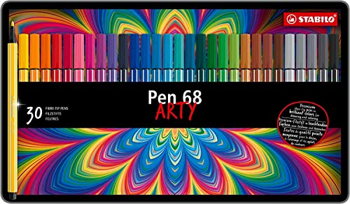Stabilo 68 Metal Tin Fineliner Pens , Set of 30 , Multicolored