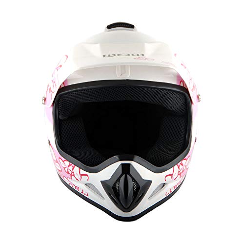 WOW Youth Kids Motocross BMX MX ATV Dirt Bike Helmet Pink Flower