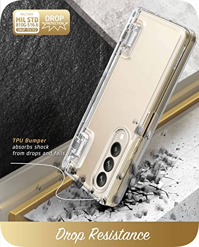 i-Blason Cosmo Series for Samsung Galaxy Z Fold 4 Case with Pen Holder 5G (2022), Stylish Protective Bumper Z Fold 4 Clear Case with Built-in Screen Protector (Clear)
