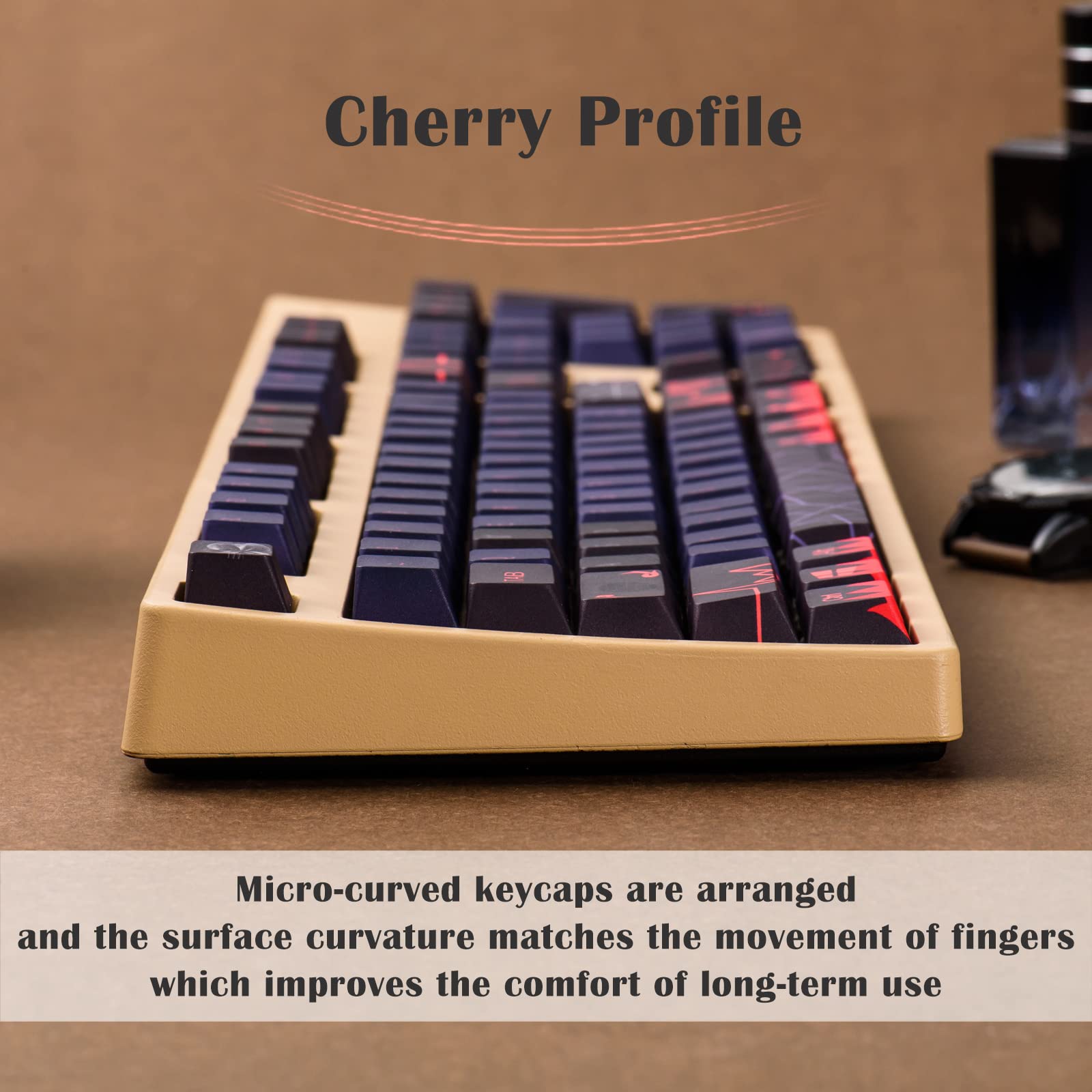 CalamariKey Dark Blue Keycaps,PBT Dye Sub Keycaps Set for Mechanical Gaming Keyboards 123 Keys US English Layout