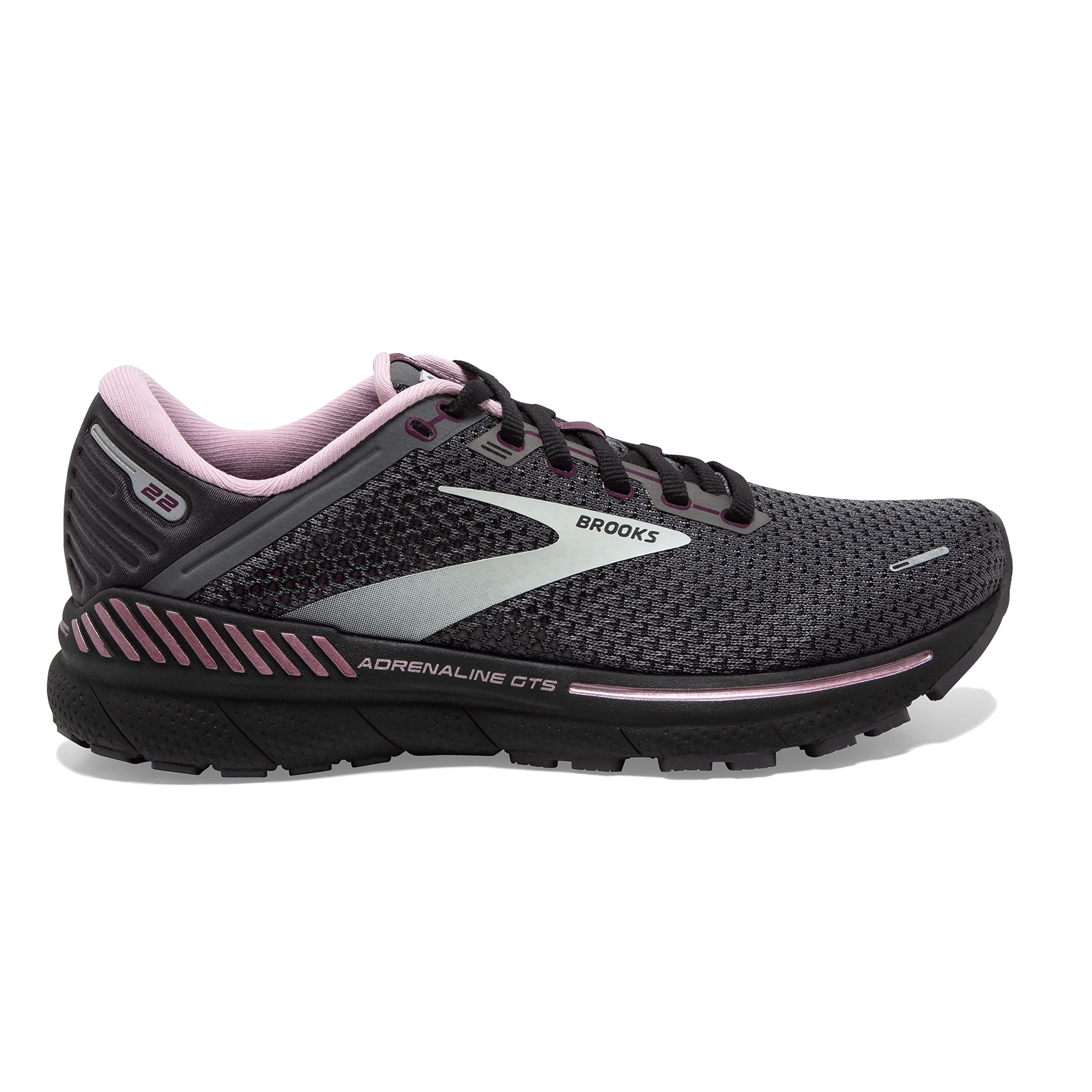 Brooks Women's Adrenaline GTS 22 Supportive Running Shoe - Pearl/Black/Metallic - 8 Medium