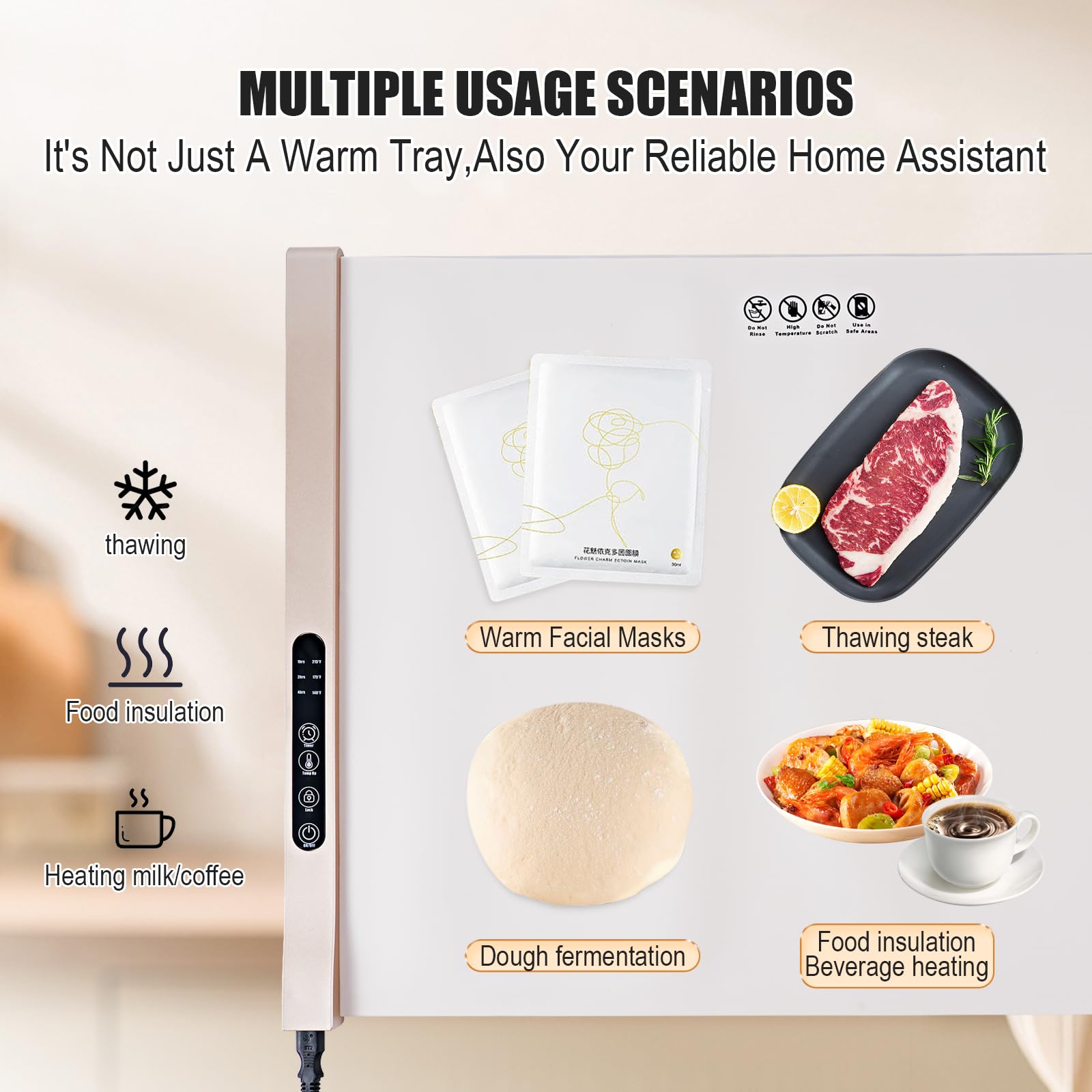 Electric Warming Tray 2024 New,Portable Silicone Food Warmer Heater Mat,Travel Roll Up Fast Heating Pad,Foldable Keep Plates Fast Warm for Buffets Party,Large Surface Area