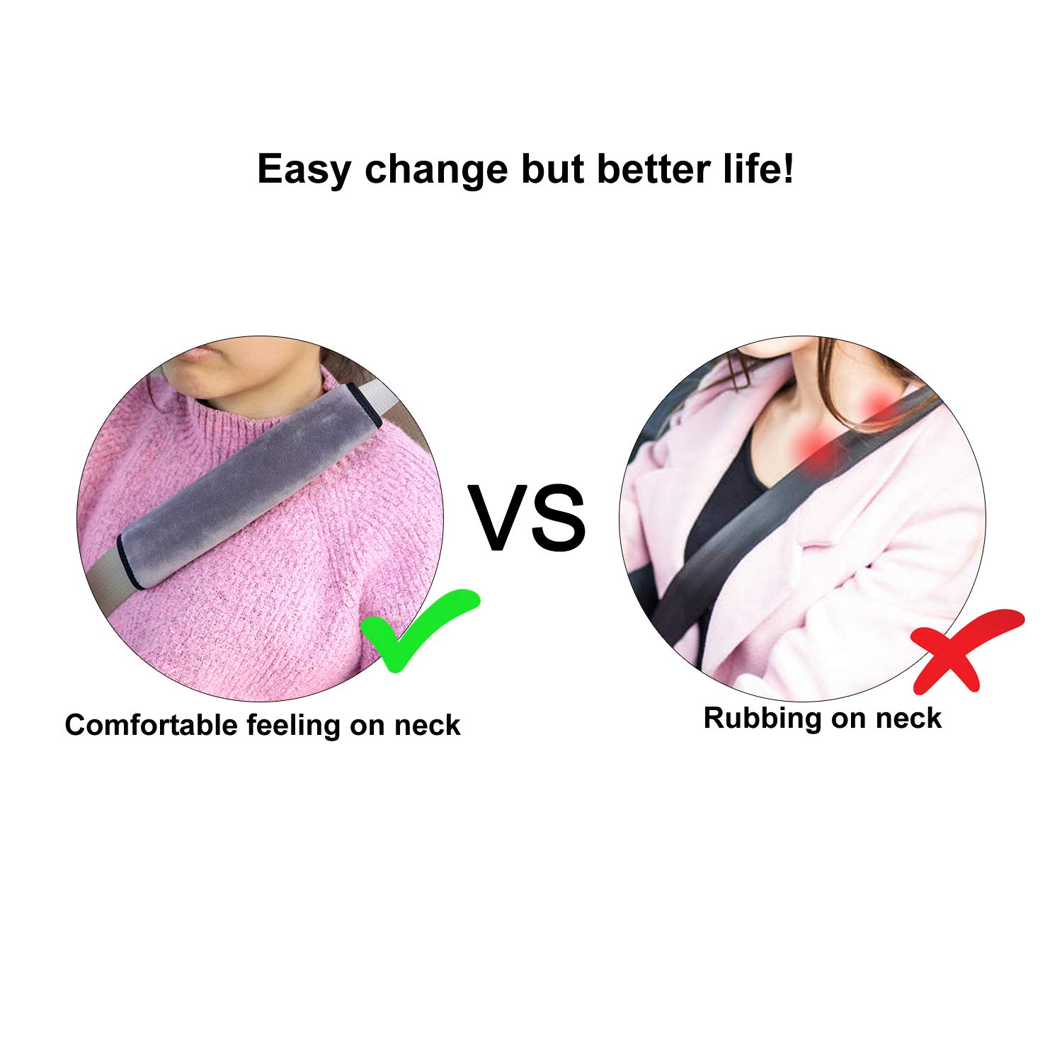 Car Seat Belt Pad Cover 2 Pack Super Soft Shoulder Strap Pads Cushion Seatbelt Neck Protector Cover