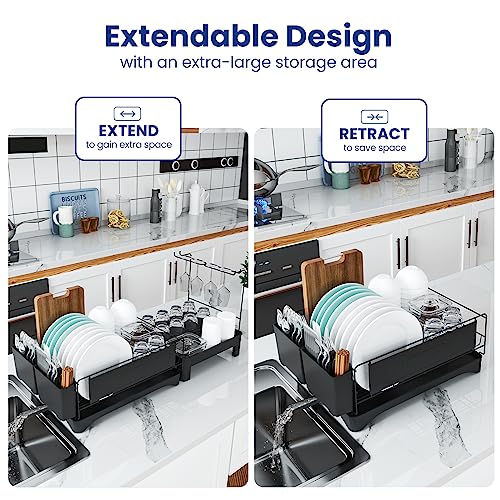 JOPSTDI Drying Rack,Dish Rack,Kitchen Dish Rack,Drying Rack for Kitchen Sink,Dish Drying Rack for Kitchen Counter,Dish Drying Rack,Expandable Dish Drying Rack,Food Grade Stainless Steel Dish Rack