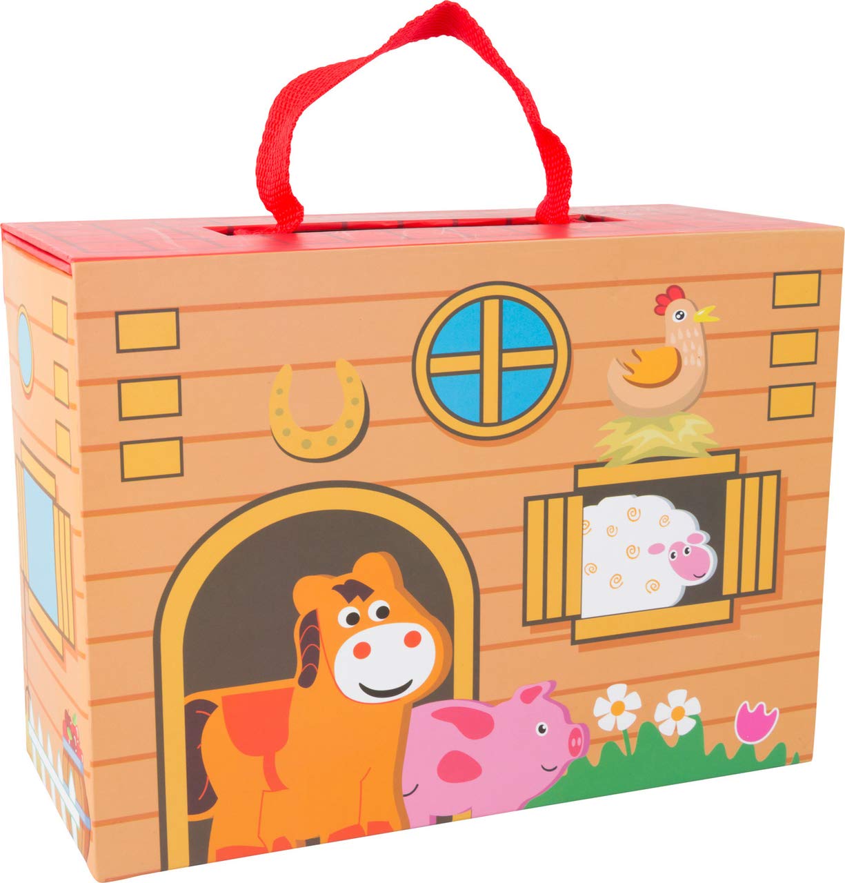 Small Foot Wooden Toys Farm Themed playworld in a Carrying case Designed for Children 3+, Multi (11111)