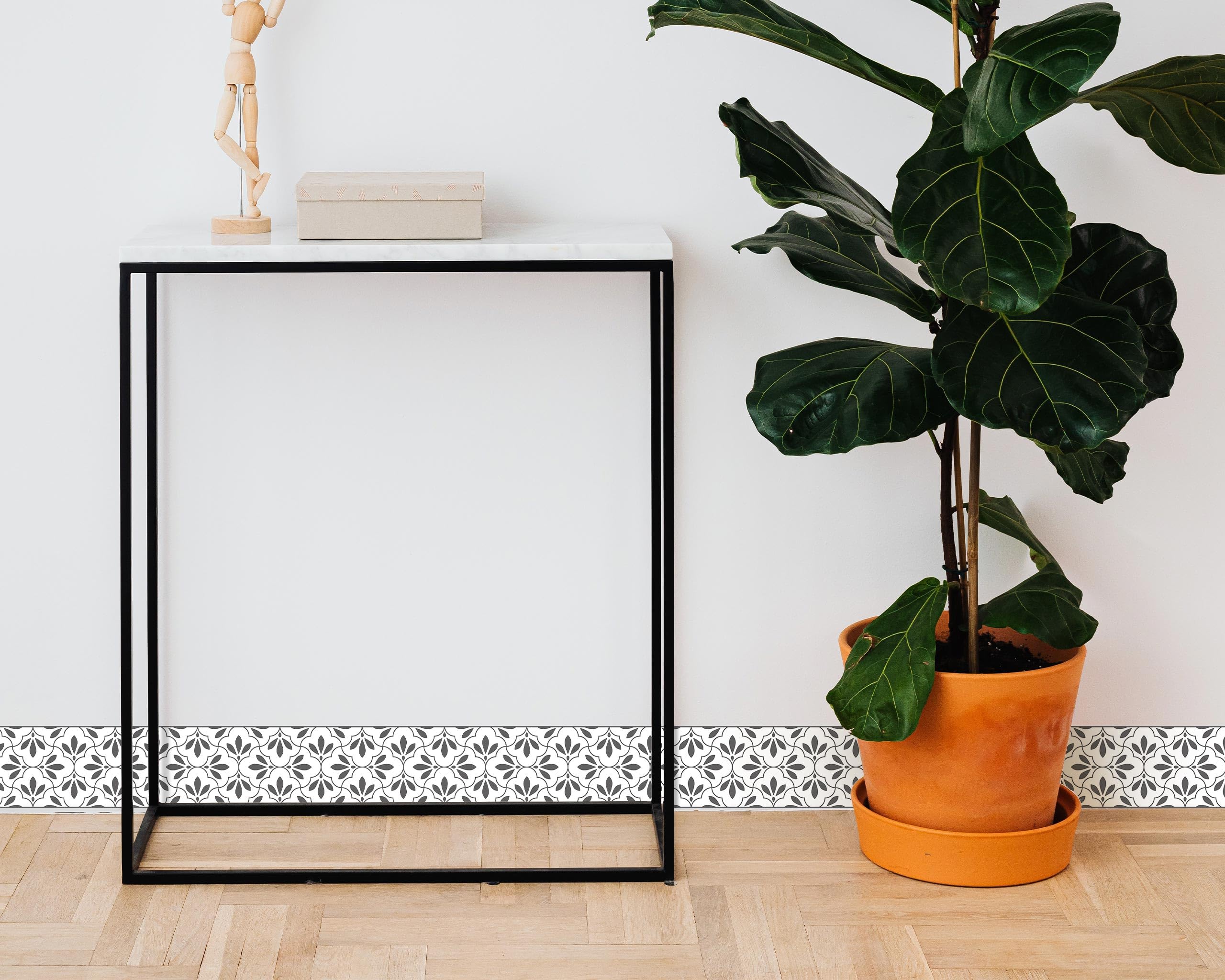 FLFK Wallpaper Border Black and White Patterns Peel and Stick Wall Border Self Adhesive Wallpapers for Living Room Bedroom Kitchen Bathroom 4"x240"
