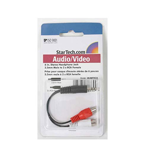 StarTech.com 6in Stereo Audio Y-Cable - 3.5mm Male to 2x RCA Female - Headphone Jack to RCA β Computer / MP3 to Stereo 1x Mini-Jack 2x RCA (MUMFRCA), Black