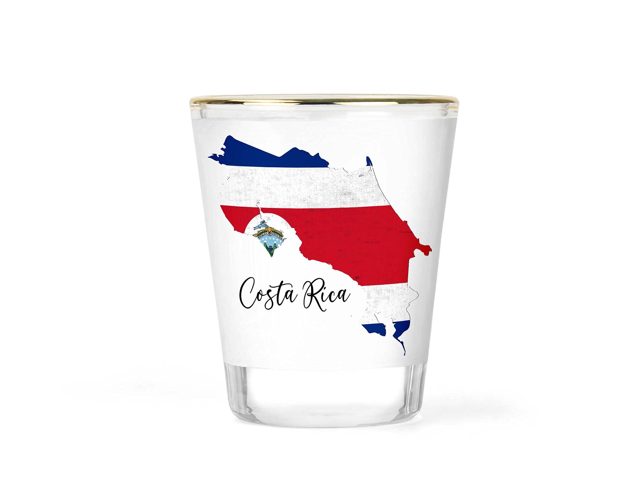 Costa Rica Shot Glass - Costa Rica Flag - Tico Shot Glass - Tica Glass - Costa Rican Gift - Costa Rica Map Outline Glass Active