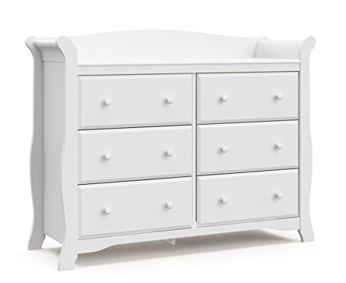 Storkcraft Avalon 6 Drawer Double Dresser (White) â Dresser for Kids Bedroom, Nursery Dresser Organizer, Chest of Drawers for Bedroom with 6 Drawers, Classic Design for Childrenâs Bedroom