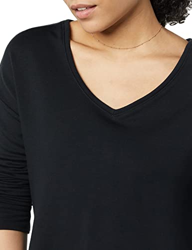 Core 10 Women's Cloud Soft V-Neck Long Sleeve Sweatshirt, Black, Large