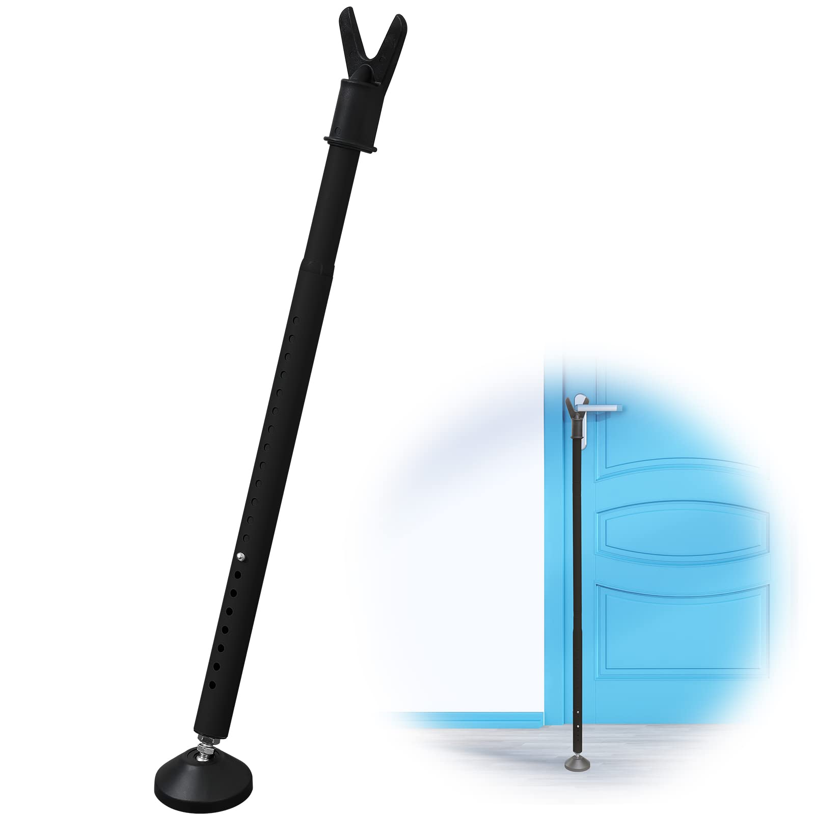 CALCHELE 2-in-1 Door Security Bar & Door Stoppers Security Jammer Bar, Adjustable Window Doors Lock Security Bars for Sliding Glass Door, Window, Front Door, Patio Door, Apartment, Hotel Room, Black