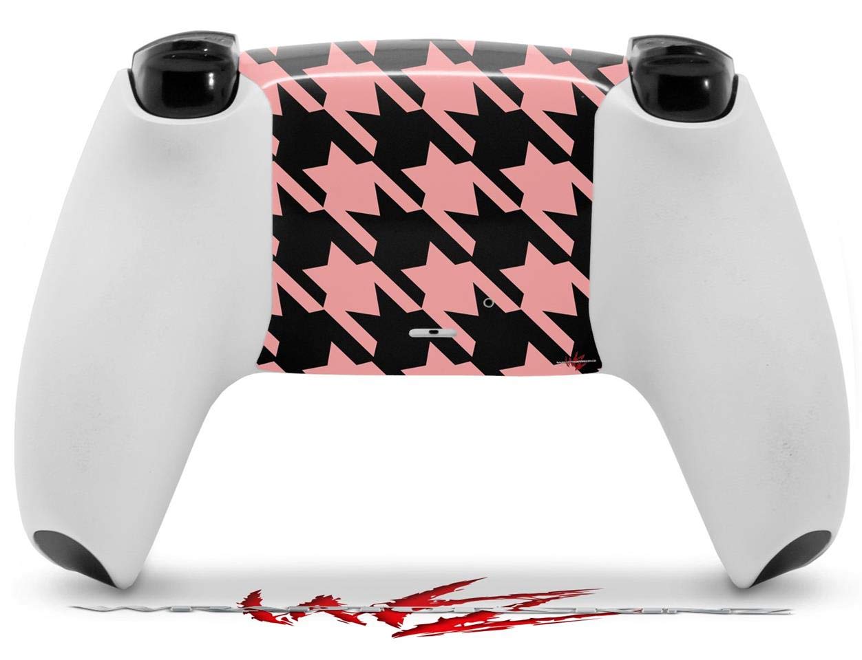 WraptorSkinz Skin Wrap compatible with Sony PS5 DualSense Controller Houndstooth Pink on Black (CONTROLLER NOT INCLUDED)