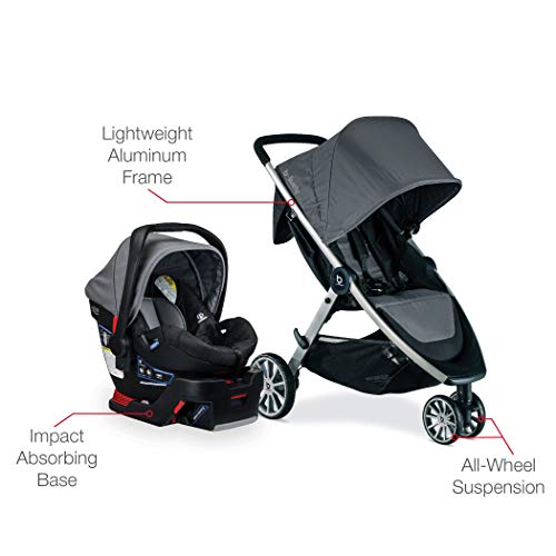 BRITAX B-Lively Travel System with B-Safe 35 Infant Car Seat | One Hand Fold XL Storage Ventilated Canopy, Dove (S05587900)