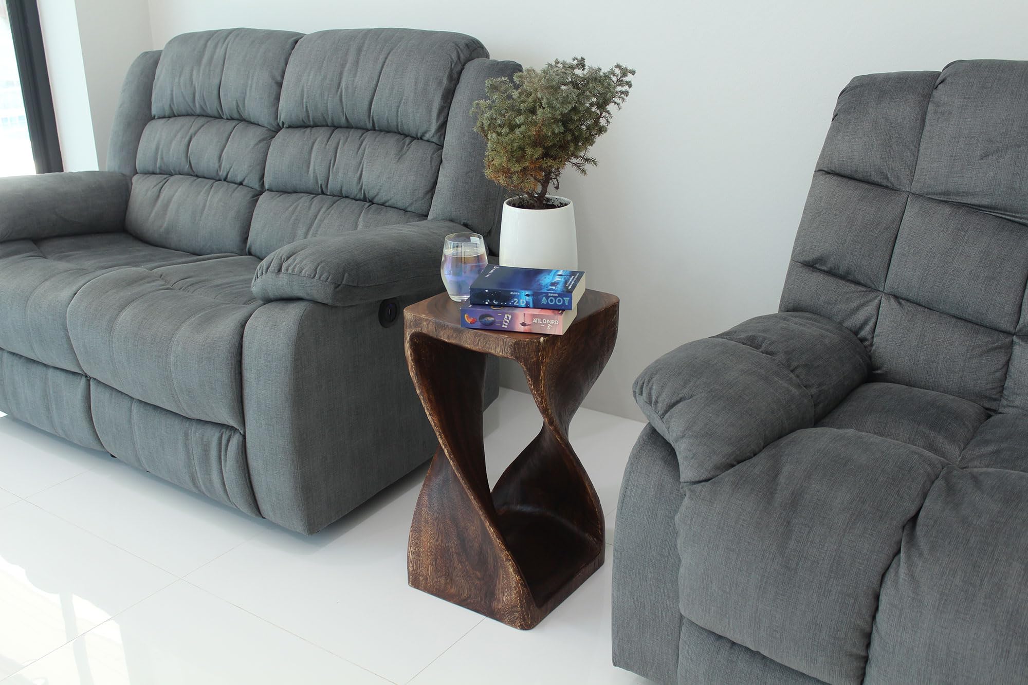 Haussmann® Original Wood Twist Stool 12 X 12 X 23 in High Mocha Oil