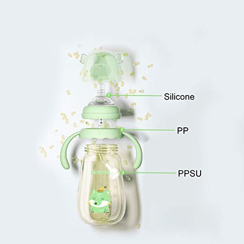 POTATO Baby Bottles PPSU Baby Feeding Bottle 10 oz Anti-Colic Bottles with Silicone Nipples Breastfeeding Bottles for Babies & Toddlers- Green