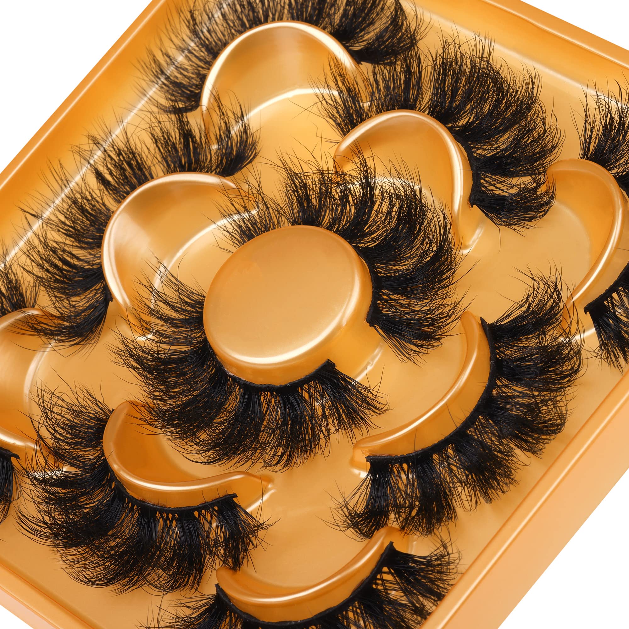 Fluffy Mink Lashes 22 MM Long Thick Eyelashes Wispy Dramatic Faux Mink Lashes Extensions ALPHONSE 8D Volume D Curl Curly False Eyelashes Pack 5 Pairs